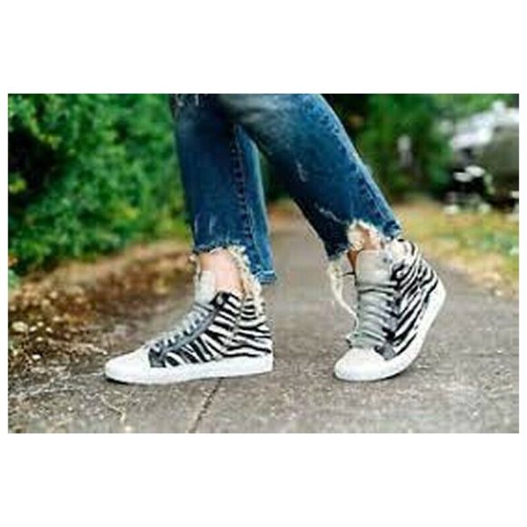 P448 | Shoes | New P448 Star Zebra High Top Sneaker Black White Size 4 ...